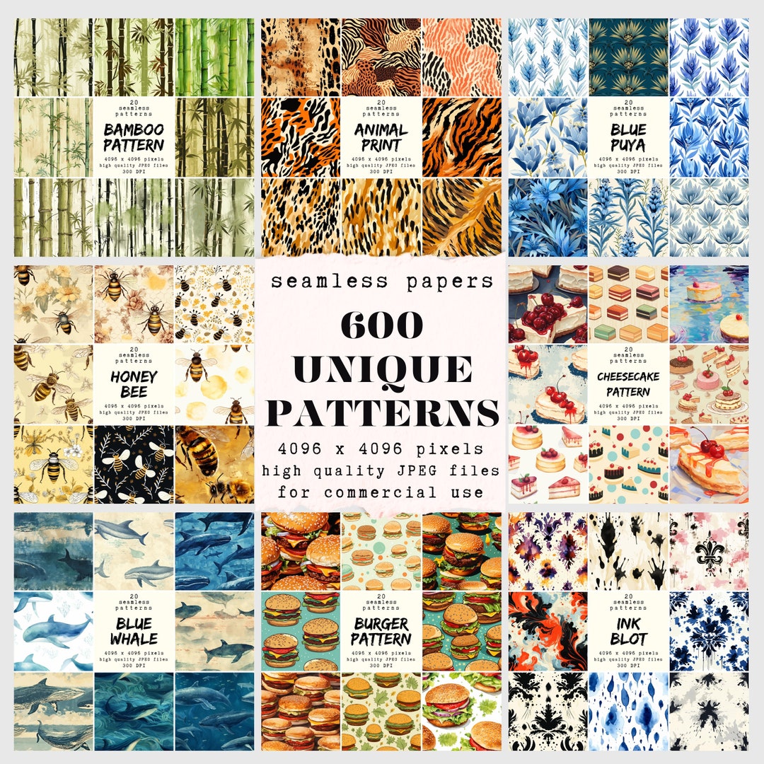 600 Seamless Pattern Digital Papers, Commercial Use (PDF Link) - Etsy