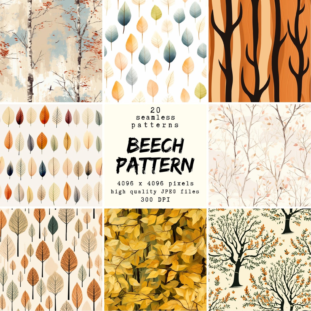 Beech Tree Pattern - Digital Paper - 20 Seamless Patterns for Crafts ...