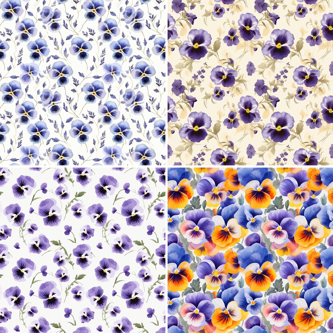 Pansy Flower Digital Paper: 20 Seamless Patterns (digital Download) - Etsy