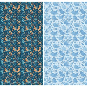 Blue Bird Pattern Digital Paper: Minimalist Seamless Design (digital ...