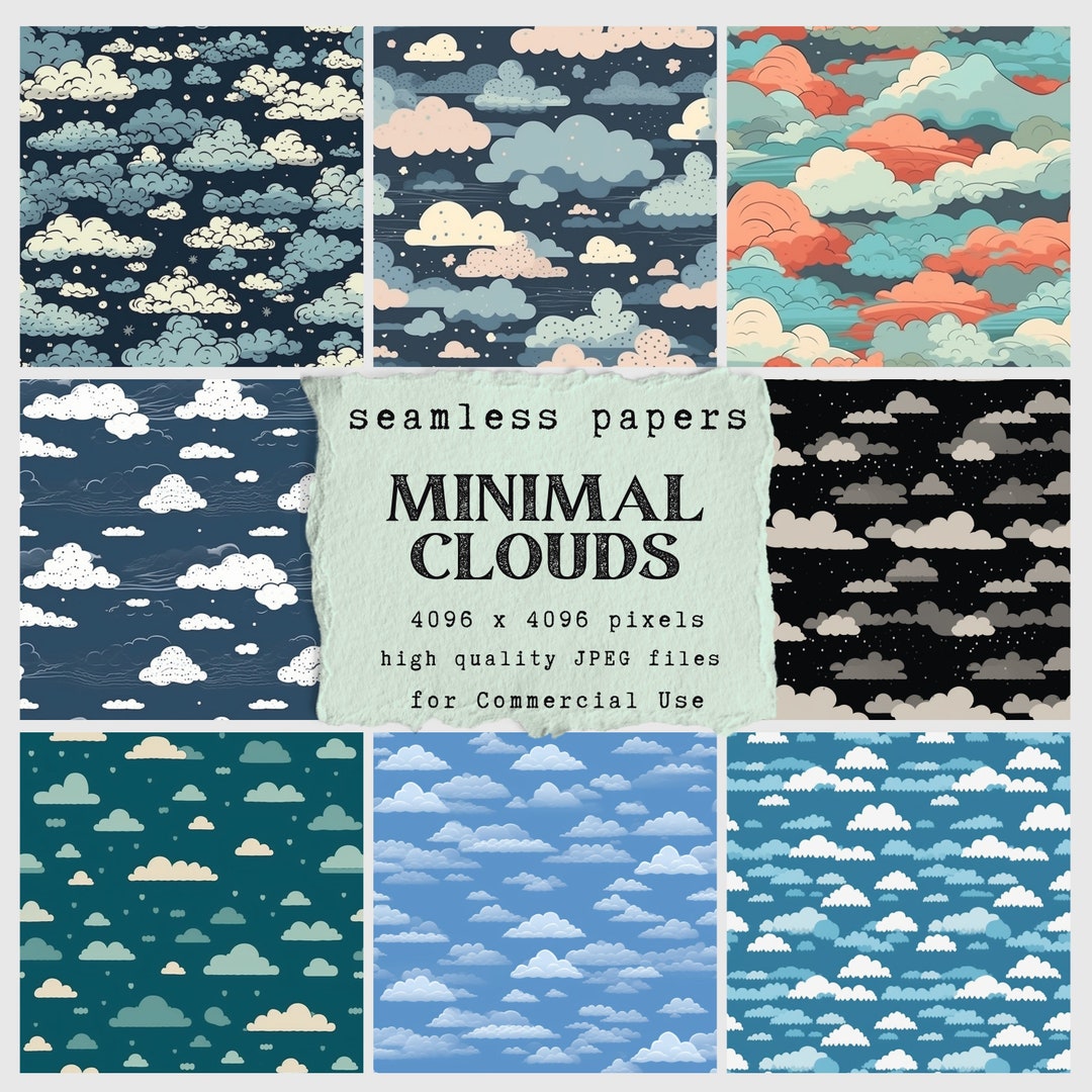 Minimal Clouds Digital Paper: Seamless Scrapbook Designs (JPEG Files ...
