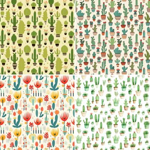Cactus Plant - Digital Paper - 20 Seamless Patterns for Crafts and ...