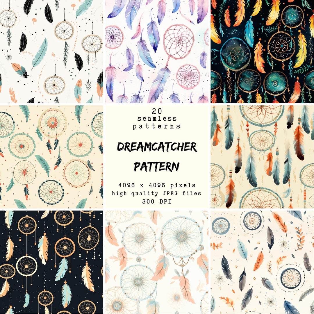 Dreamcatcher Pattern - Digital Paper - 20 Seamless Patterns for Crafts ...