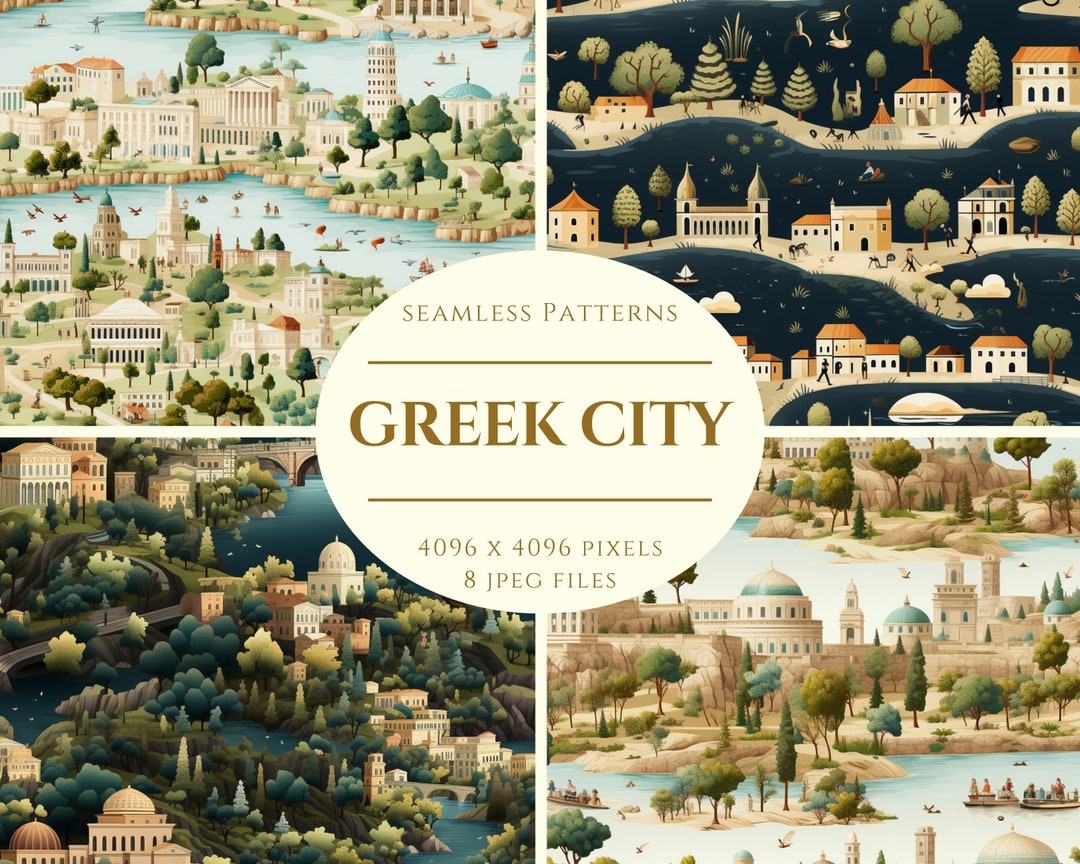 Ancient Greek City Digital Paper: Seamless Scrapbook Designs (JPEG) - Etsy