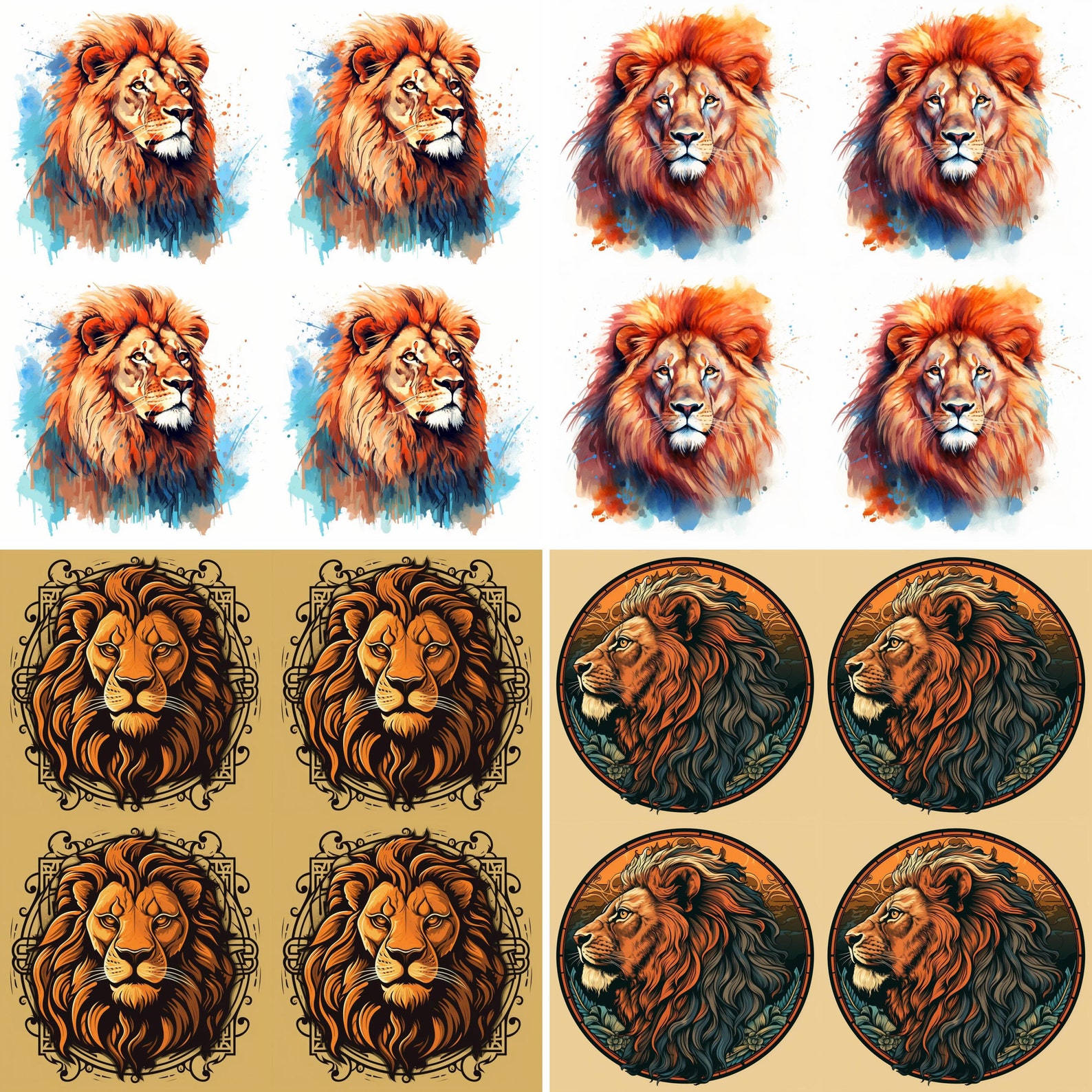 Lion Graphic Digital Paper 20 Seamless Patterns for Crafts - Etsy