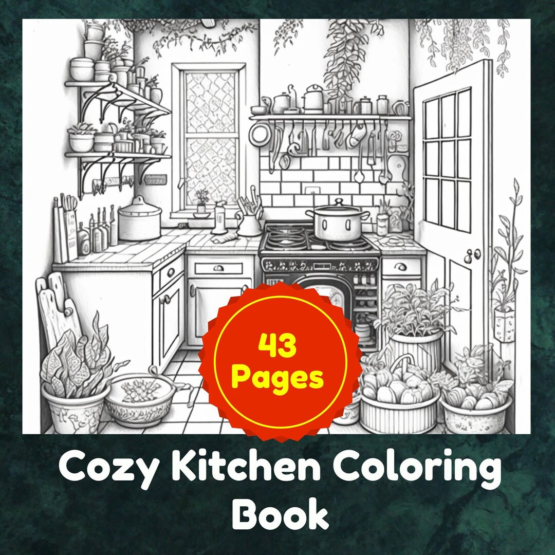 Cozy Kitchen Coloring Book 43 Coloring Pages Printable PDF & - Etsy