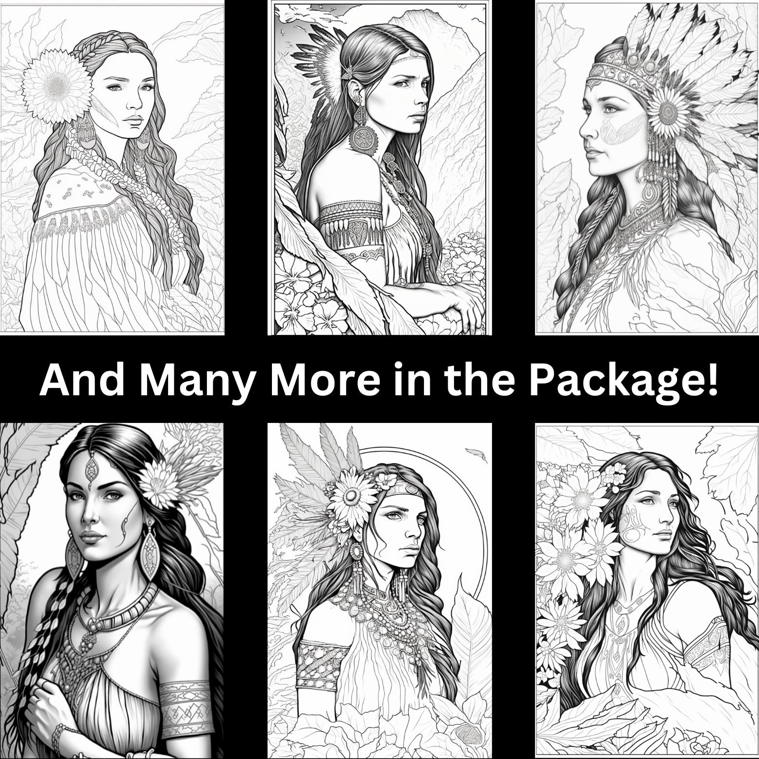 Native American Coloring Book, 100 Coloring Pages, Printable PDF & PNG ...