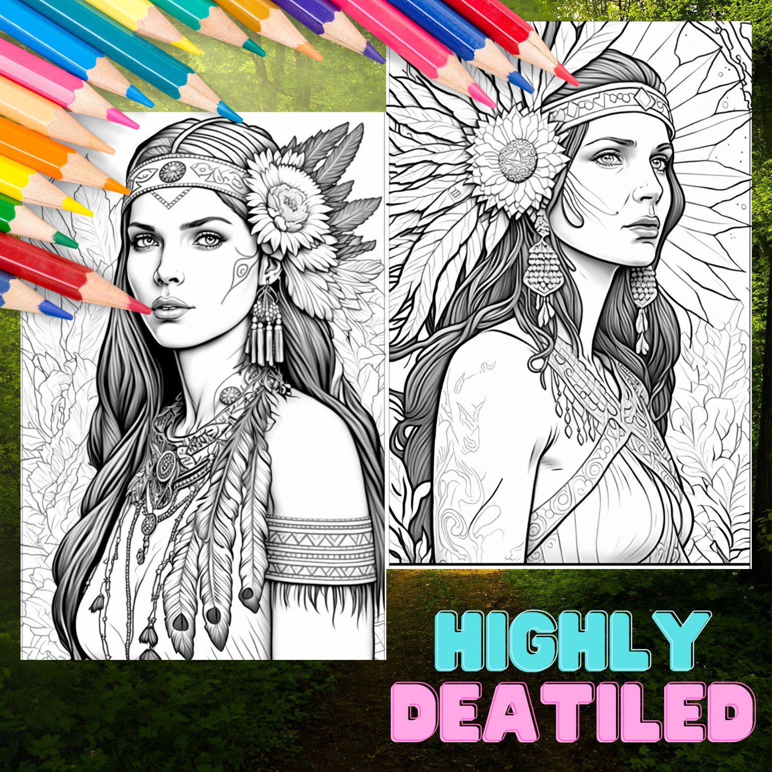 Native American Coloring Book, 100 Coloring Pages, Printable PDF & PNG ...
