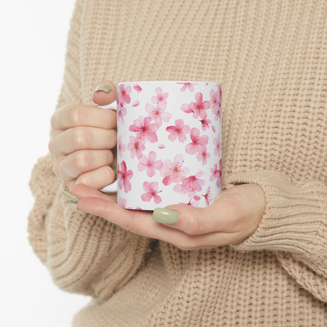 Watercolor Sakura Coffee Mug || Sakura Pattern Coffee Mug || Cherry ...
