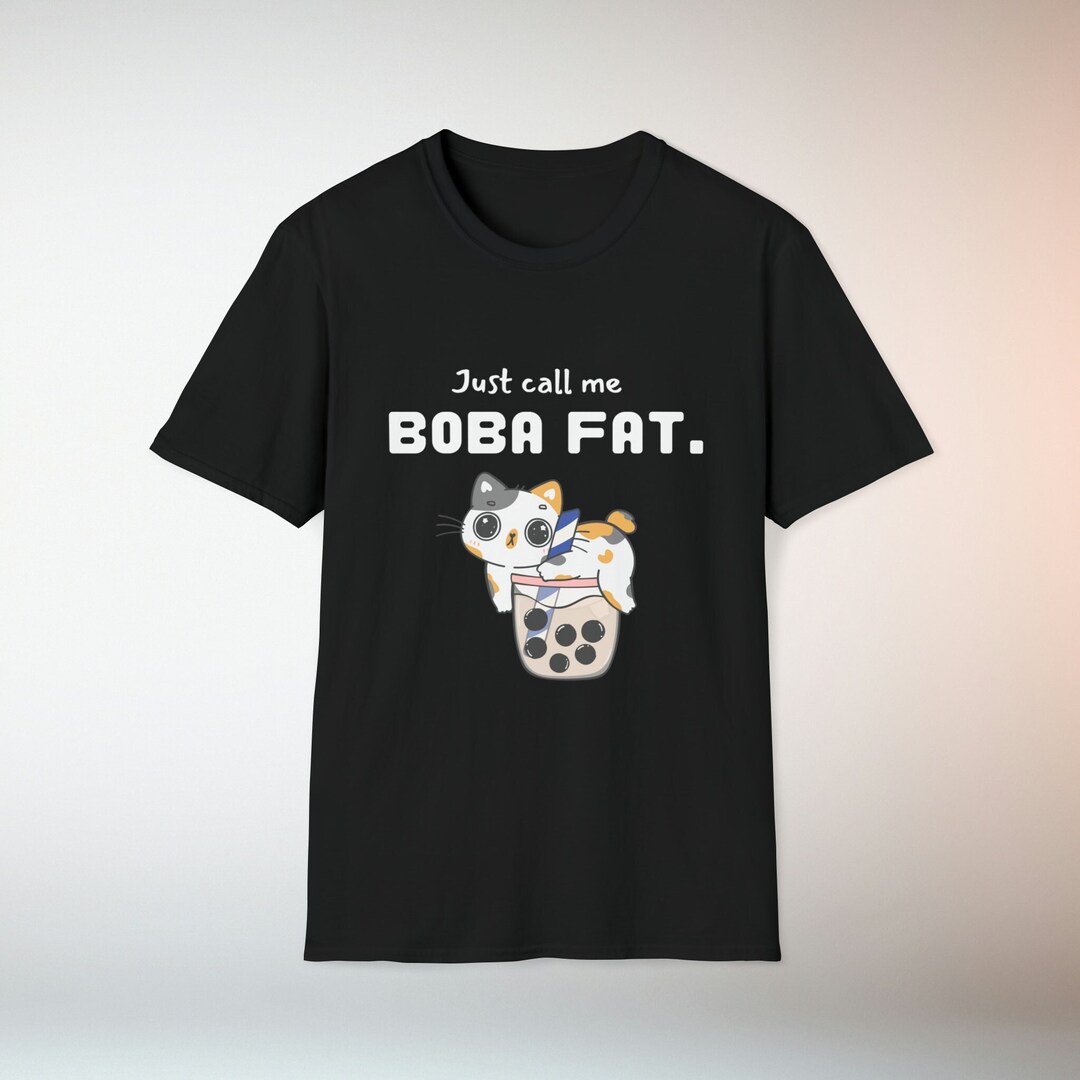 Boba Fat T-shirt With Cat on a Cup of Boba - Etsy