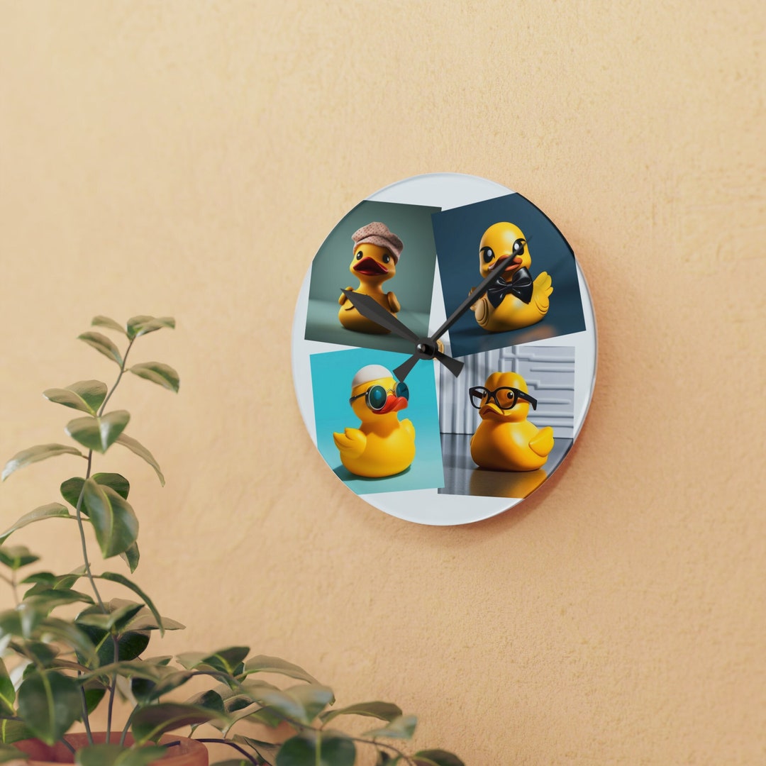 Acrylic Wall Clock With Rubber Ducky Caricatures (round & Square) - Etsy