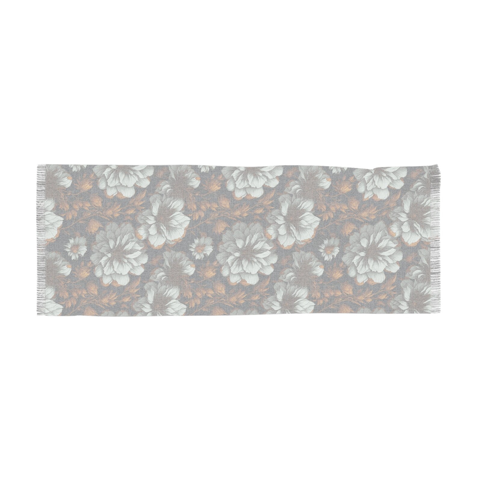 Light Translucent Scarf With White Peony Floral Print - Etsy