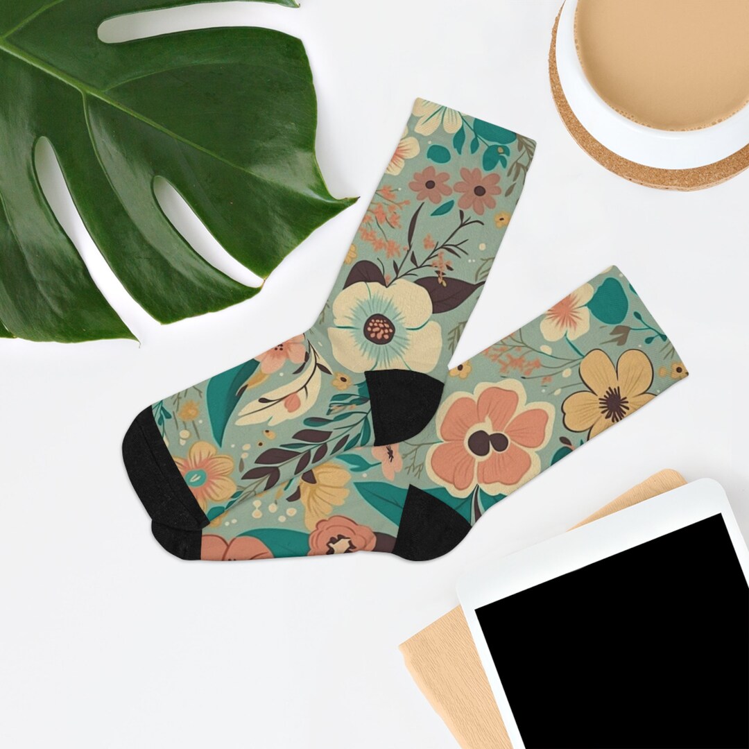 Recycled Poly Socks With Vintage Floral Design - Etsy