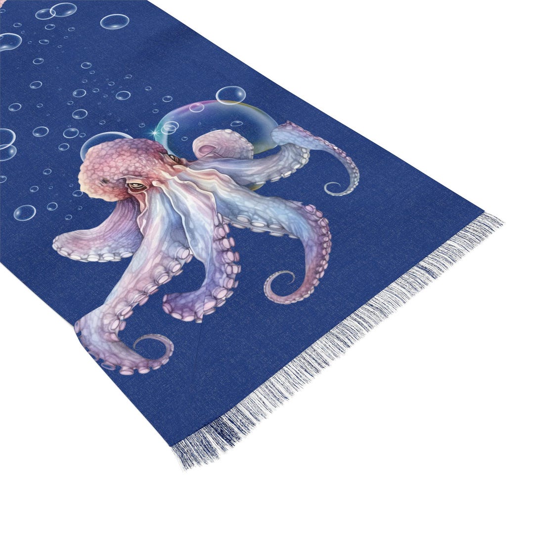 Octopus Wrap-around Scarf (blue or Grey Base) - Etsy