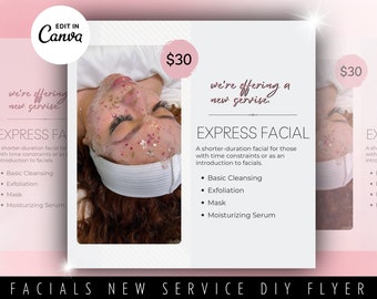 Facial Specials Flyer DIY Canva Template Facial Treatment Flyer Book ...