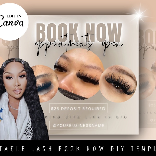 Lash Tech Book Now Template for Lashes Booking DIY Flyer Appointment ...