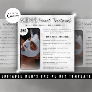 Men’s Facial Specials Flyer DIY Canva Template Facial Treatment Flyer ...