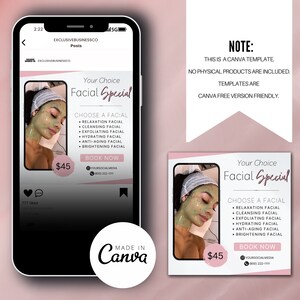 Facial Specials Flyer DIY Canva Template Facial Treatment Flyer Book ...