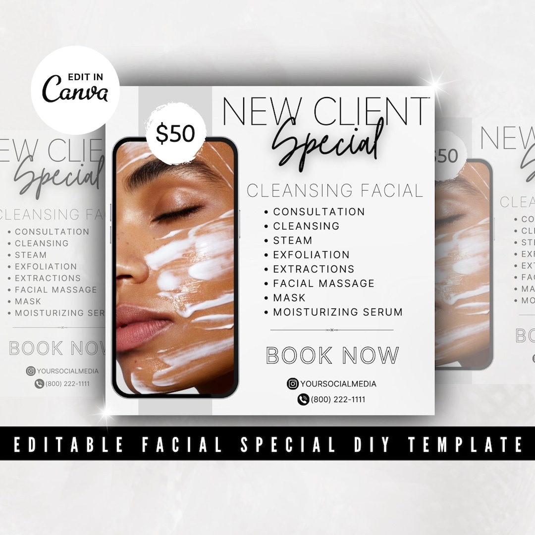 Facial Specials Flyer Diy Canva Template Facial Treatment Flyer Book