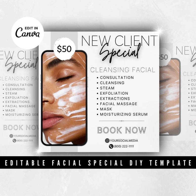 Facial Specials Flyer DIY Canva Template Facial Treatment - Etsy