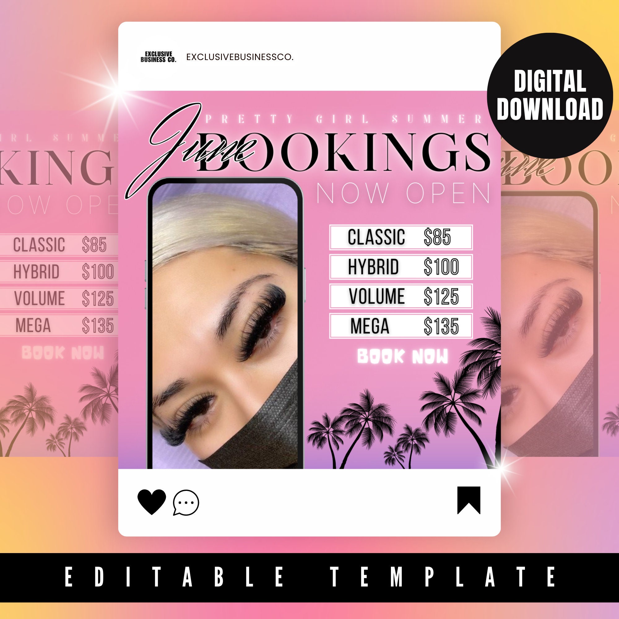 June Lash Flyer Lash Booking Flyer DIY Book Now Appointments Available ...