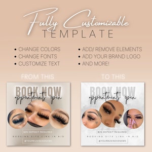 Lash Tech Book Now Template for Lashes Booking DIY Flyer Appointment ...