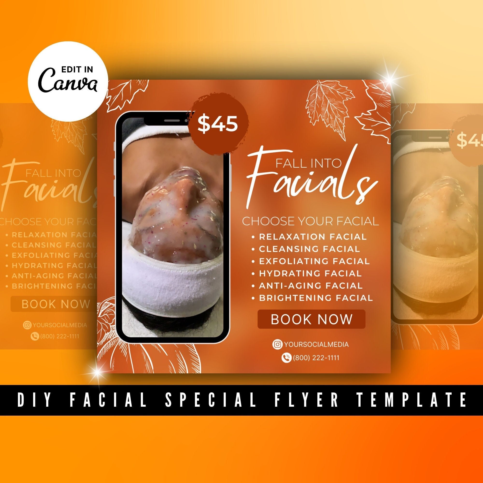 Fall Season Sale Flyer DIY Flyer Template Design Facial Treatment Flyer ...
