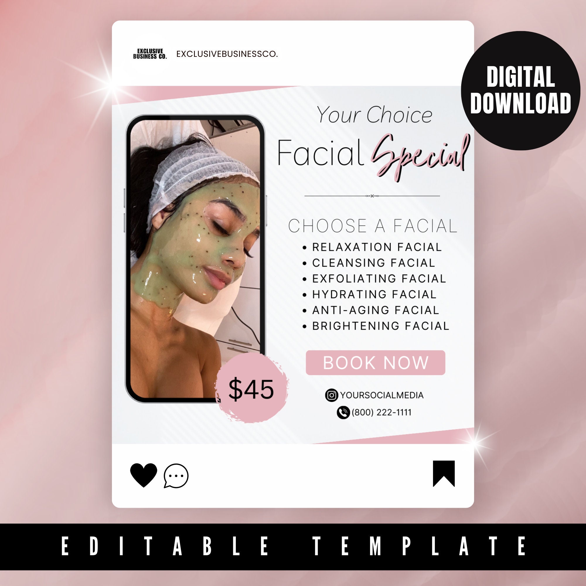 Facial Specials Flyer DIY Canva Template Facial Treatment - Etsy