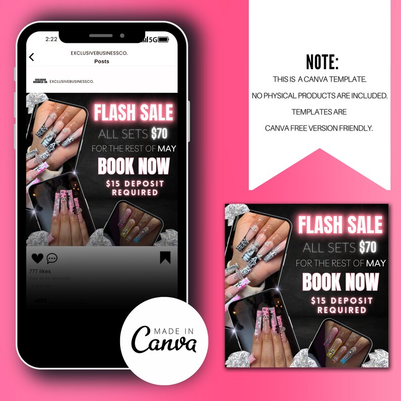 Nail Tech Sale Flyer, DIY Book Now Template, Nail Tech Social Media ...
