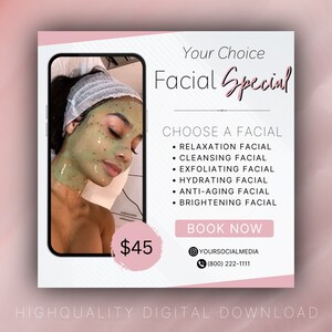 Facial Specials Flyer DIY Canva Template Facial Treatment Flyer Book ...