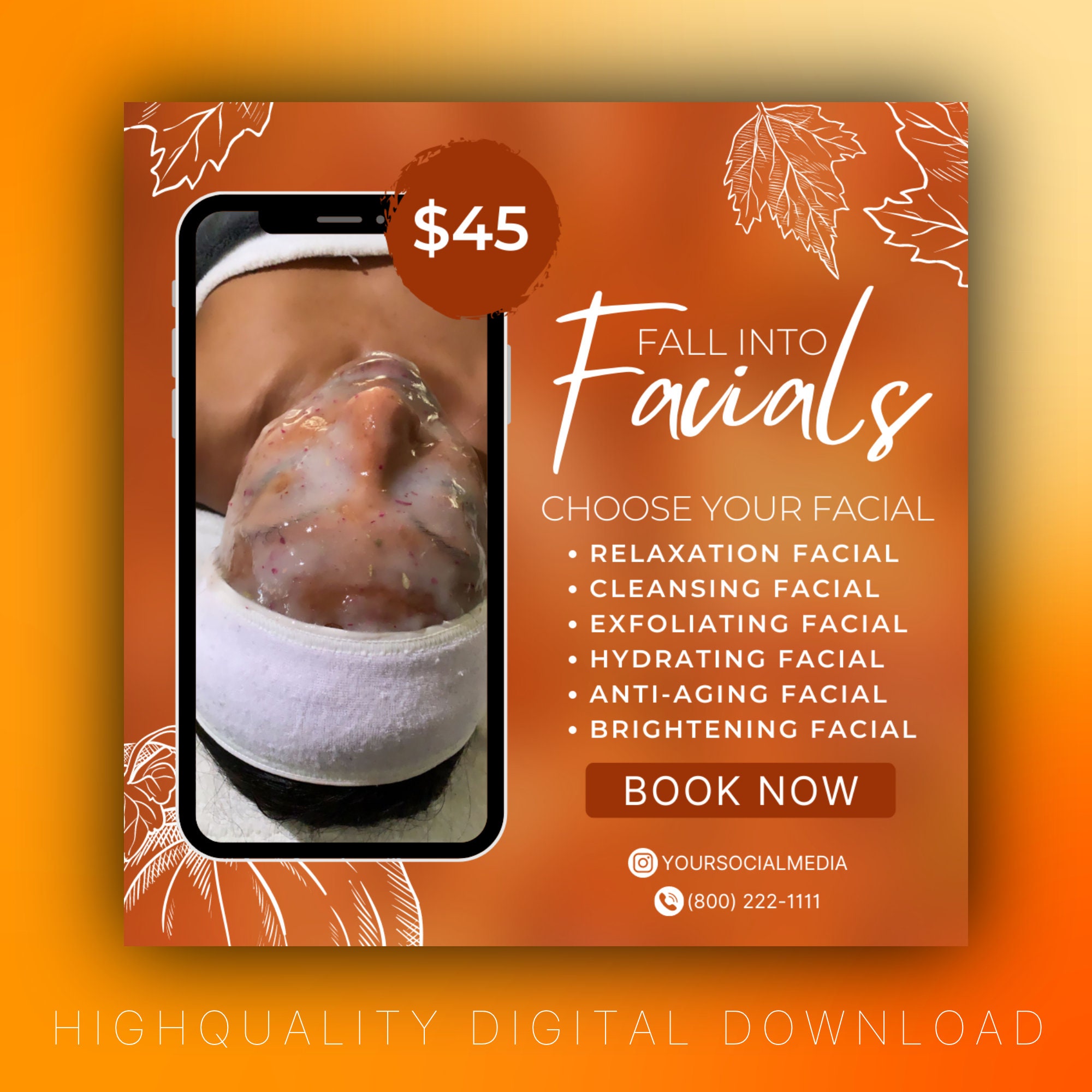 Fall Season Sale Flyer DIY Flyer Template Design Facial Treatment Flyer ...