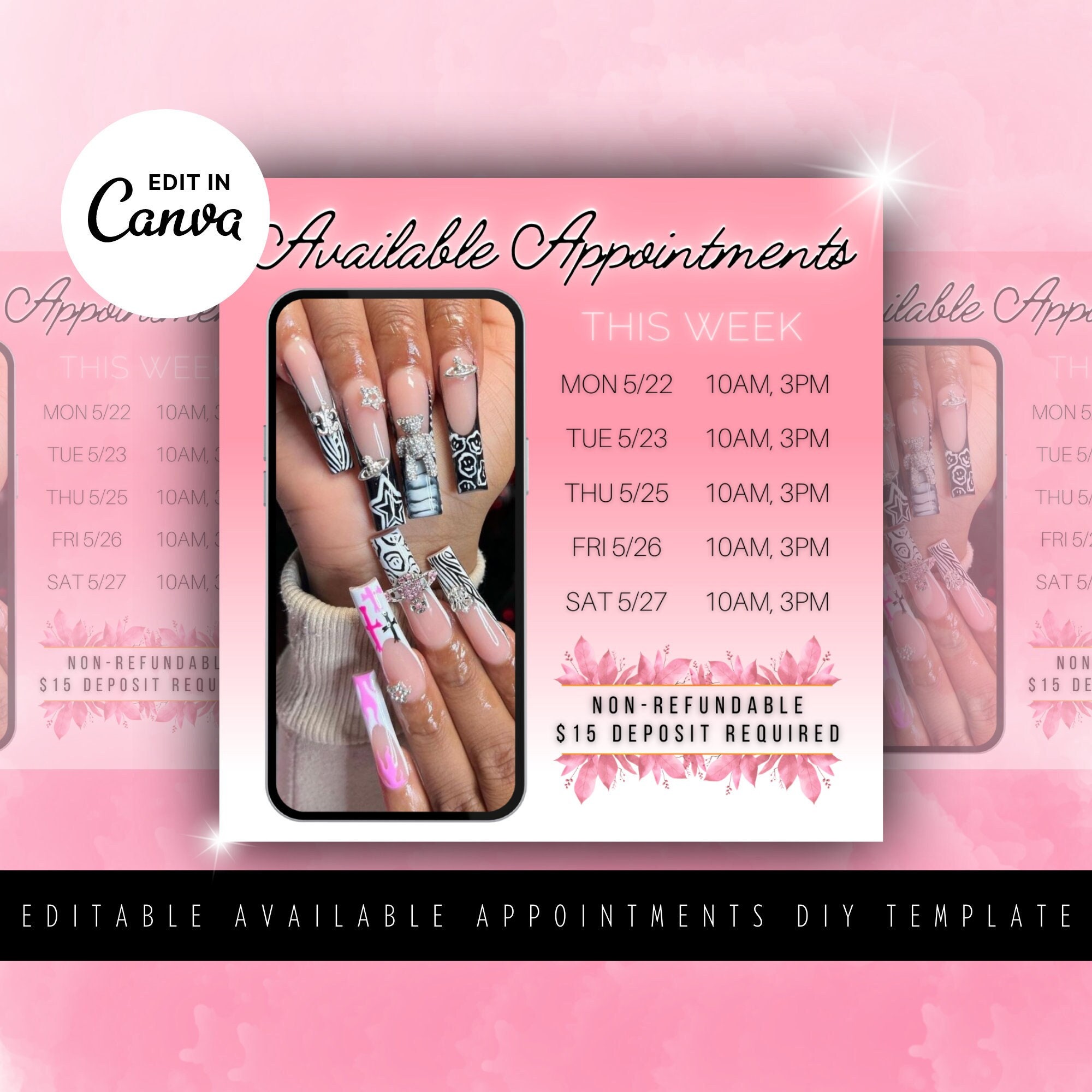 Nail Tech Flyer Nail Template for Nail Tech Booking Site for Nail Tech ...