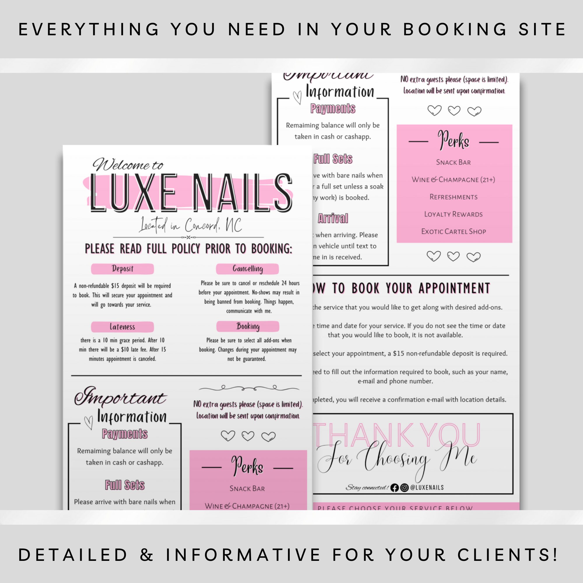 Acuity Scheduling Template for Nail Tech, Nail Tech Acuity Website, DIY ...
