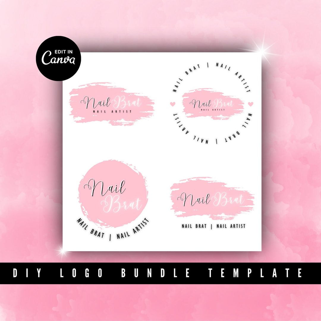 Nail Tech Logo Bundle, DIY Editable Logo Template, Logo Design Custom ...