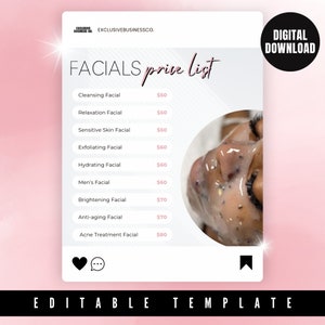 Facials Flyers Template Facial Treatment Flyer Facial Template Price ...