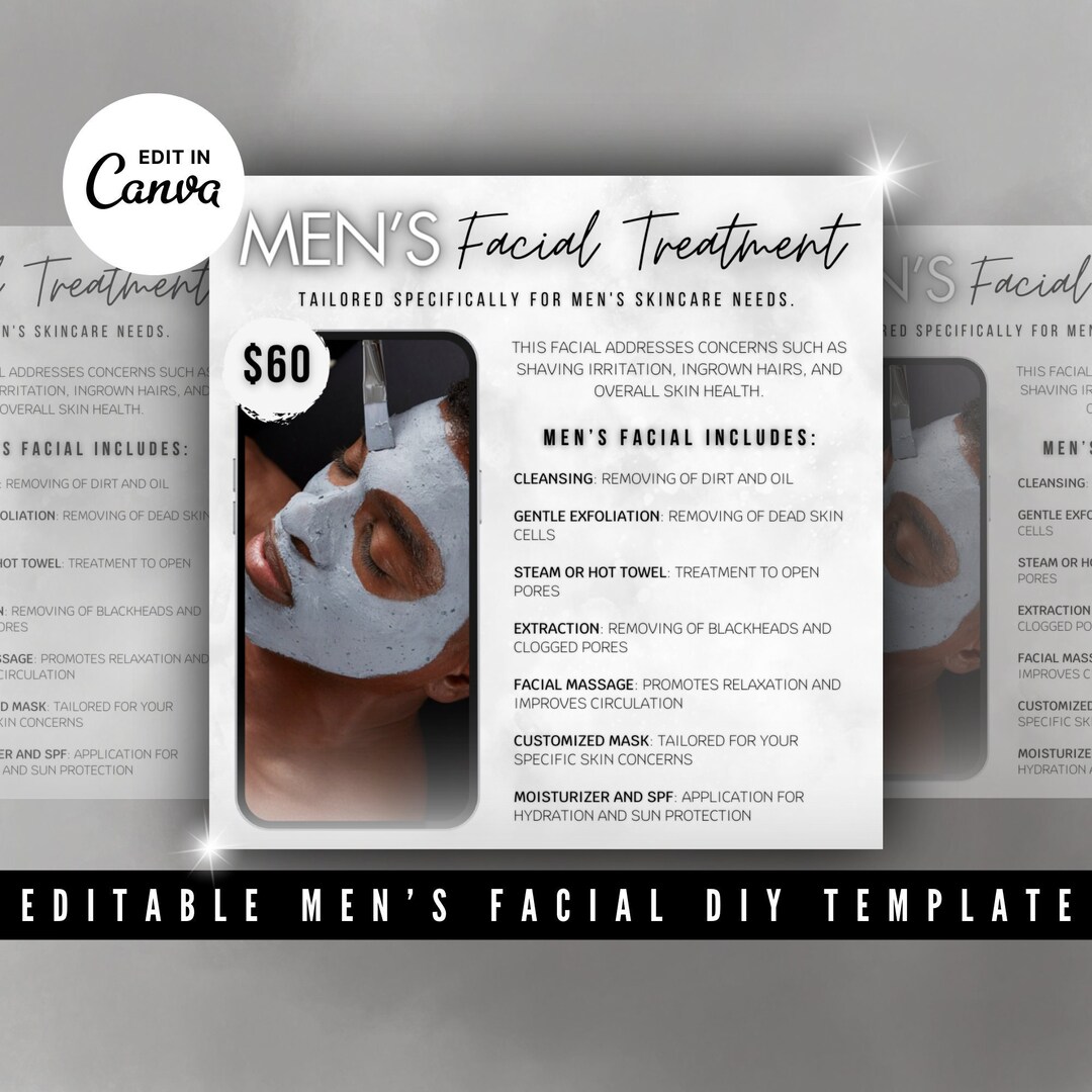 Men’s Facial Specials Flyer DIY Canva Template Facial Treatment Flyer ...