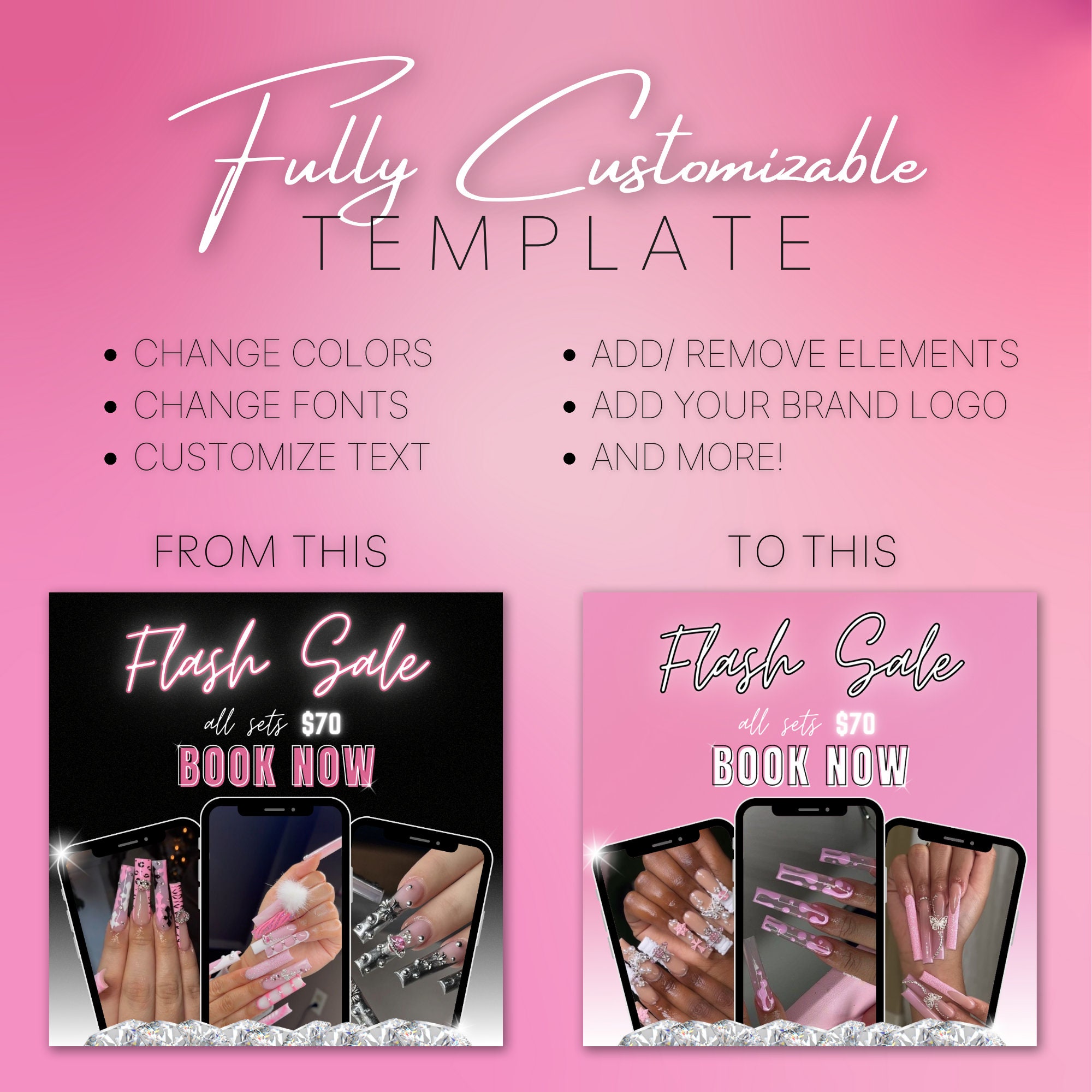 Nail Tech Sale Flyer, DIY Book Now Template, Nail Tech Social Media ...