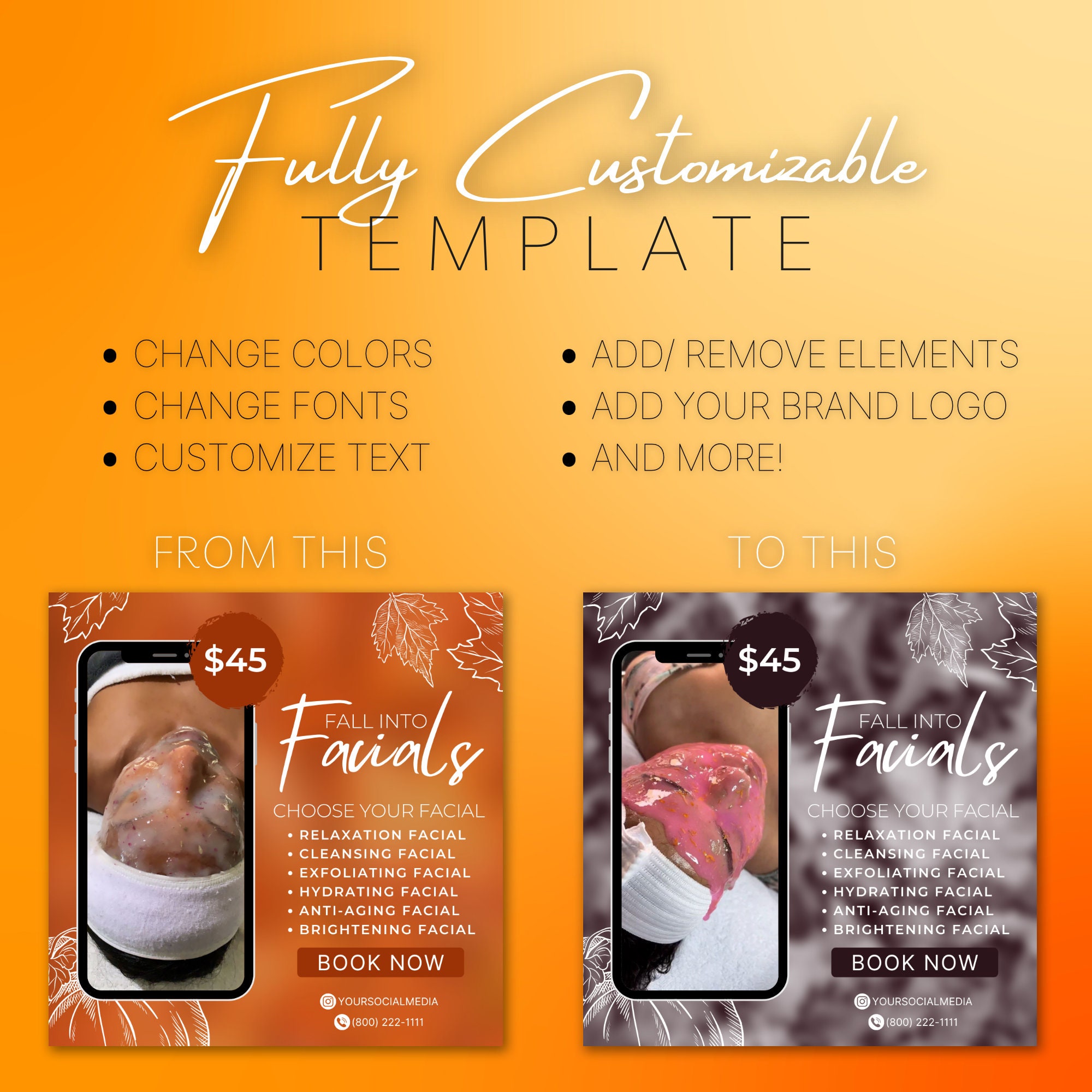 Fall Season Sale Flyer DIY Flyer Template Design Facial Treatment Flyer ...