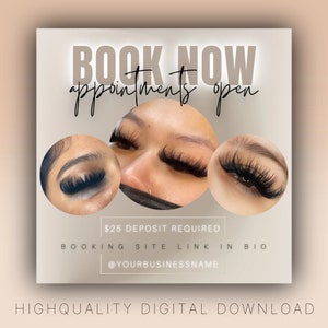 Lash Tech Book Now Template for Lashes Booking DIY Flyer Appointment ...