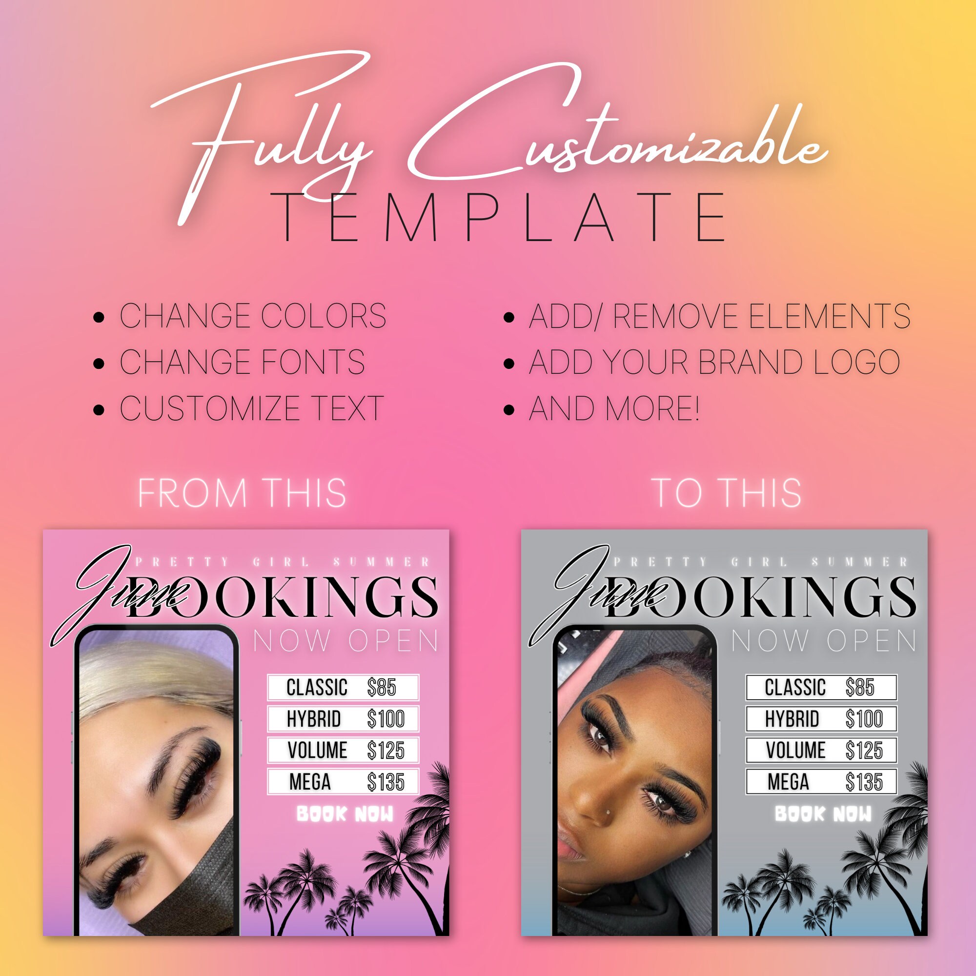 June Lash Flyer Lash Booking Flyer DIY Book Now Appointments Available ...