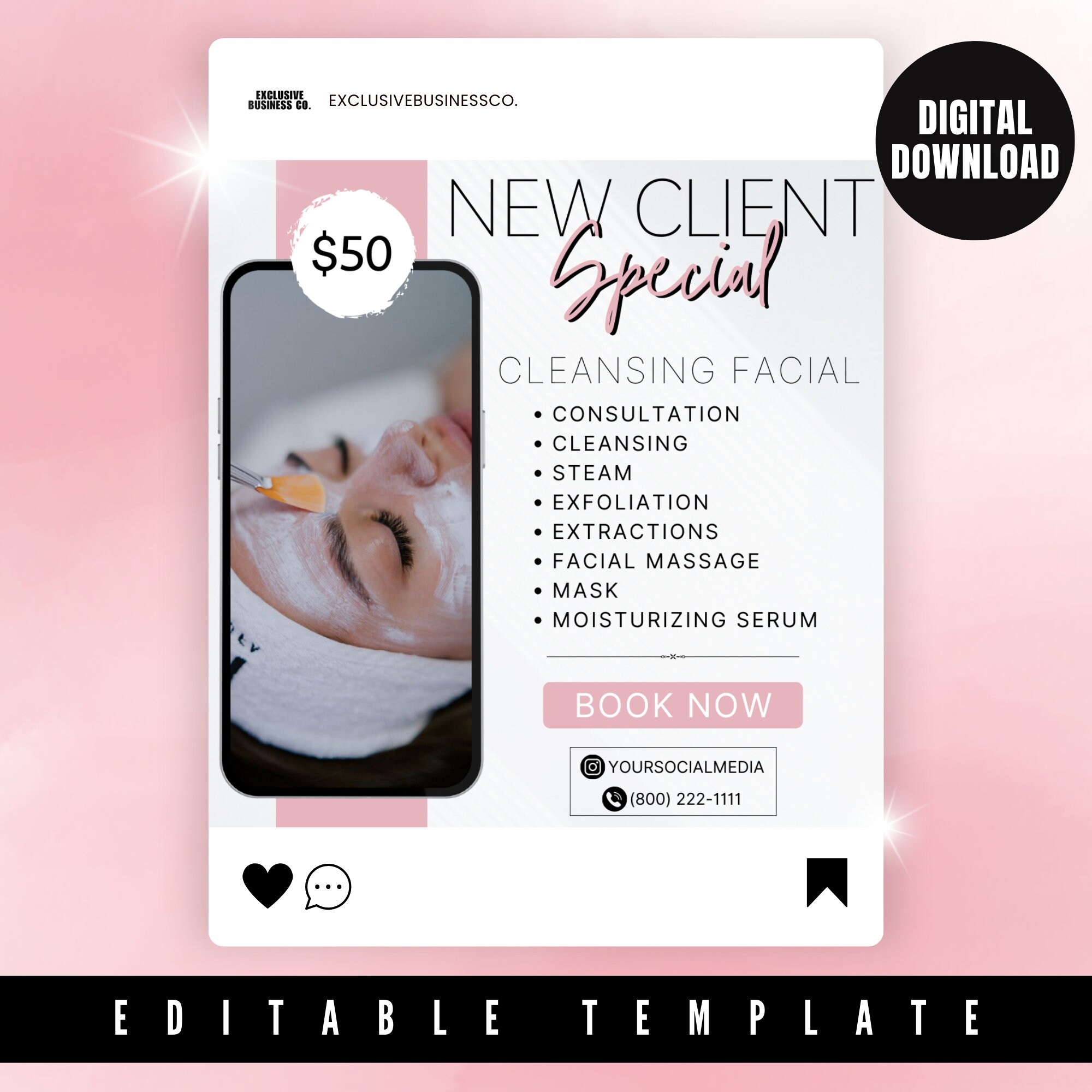 Facial Specials Flyer DIY Canva Template Facial Treatment - Etsy