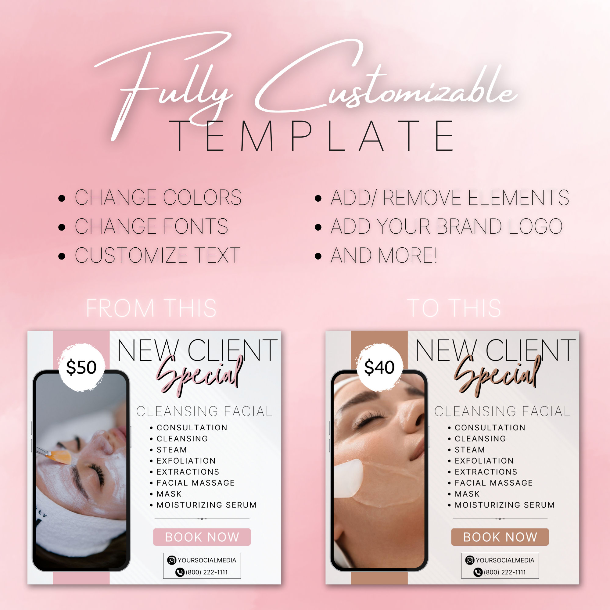 Facial Specials Flyer DIY Canva Template Facial Treatment - Etsy
