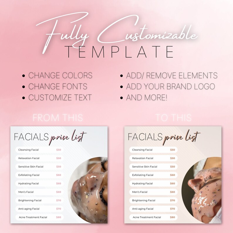 Facials Flyers Template Facial Treatment Flyer Facial Template Price ...