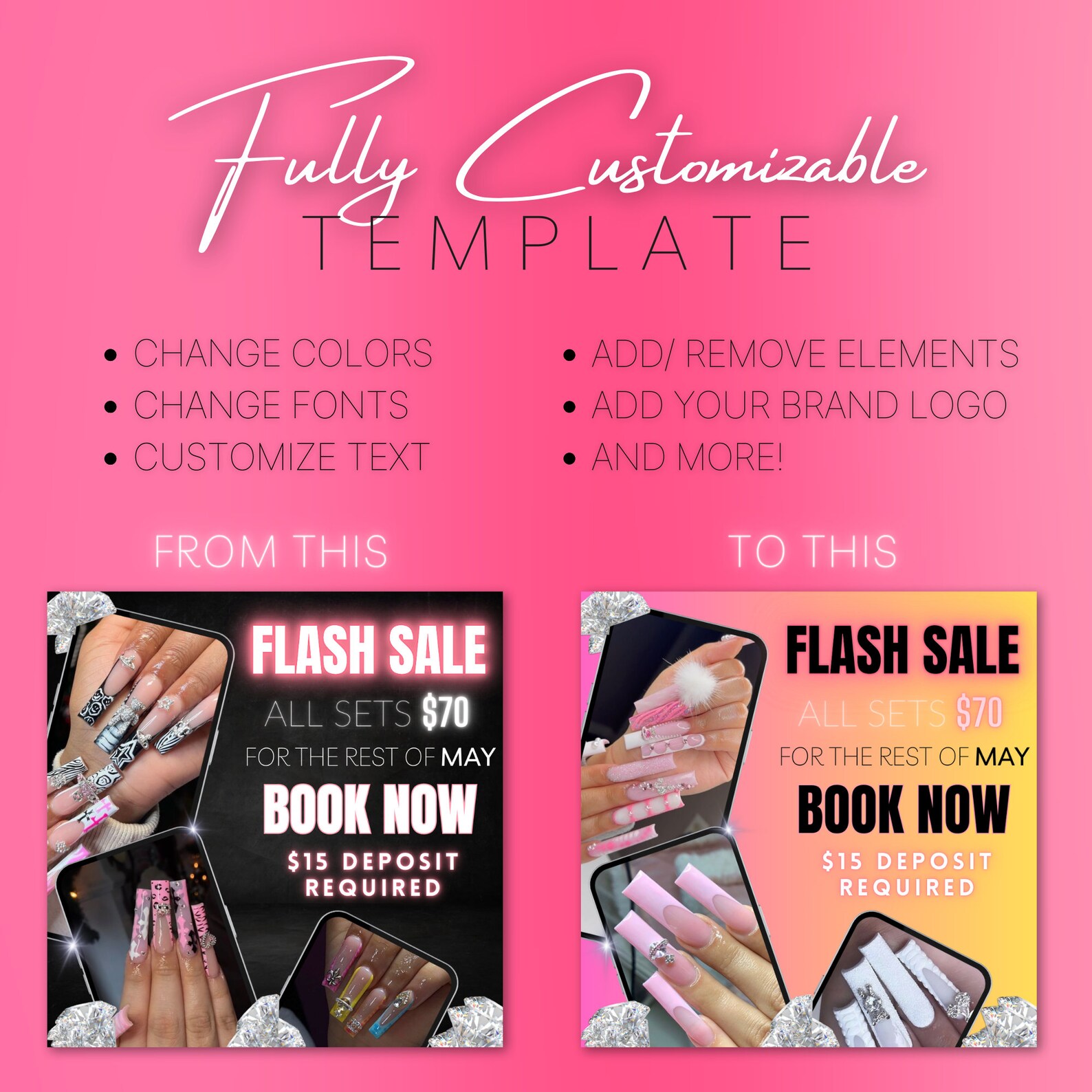 Nail Tech Sale Flyer, DIY Book Now Template, Nail Tech Social Media ...