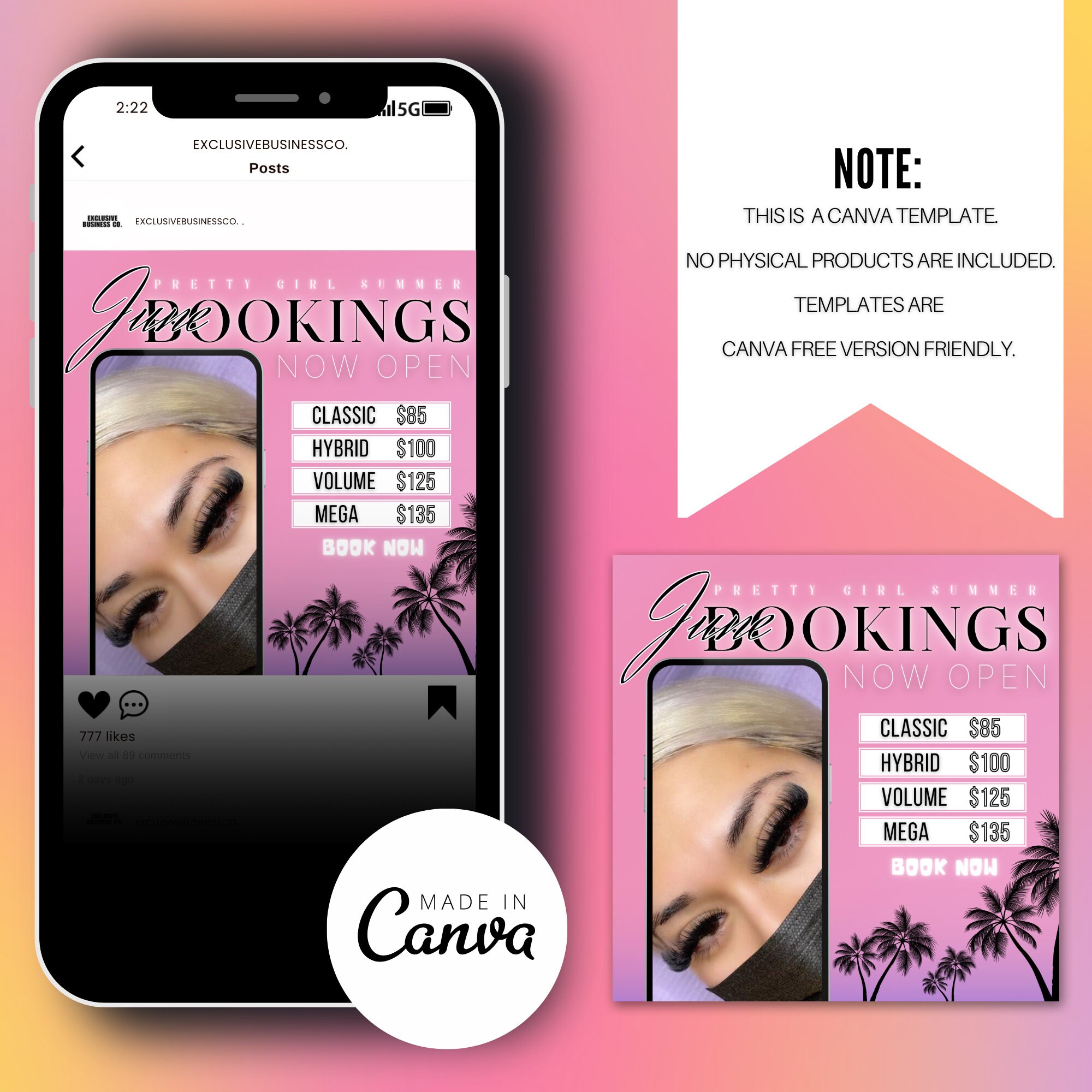 June Lash Flyer Lash Booking Flyer DIY Book Now Appointments Available ...