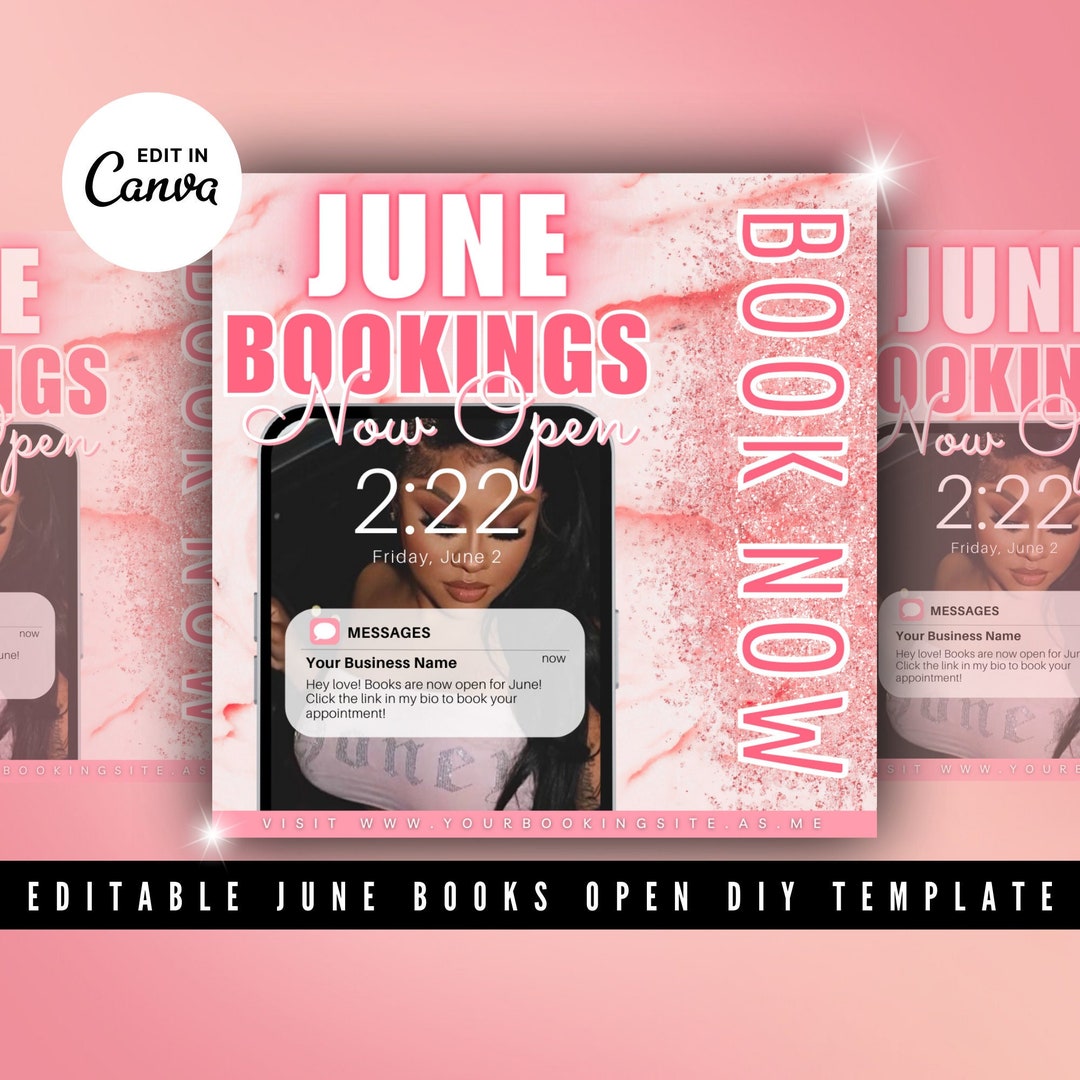 June Bookings Flyer, June Bookings Available, June Appointment Flyer ...