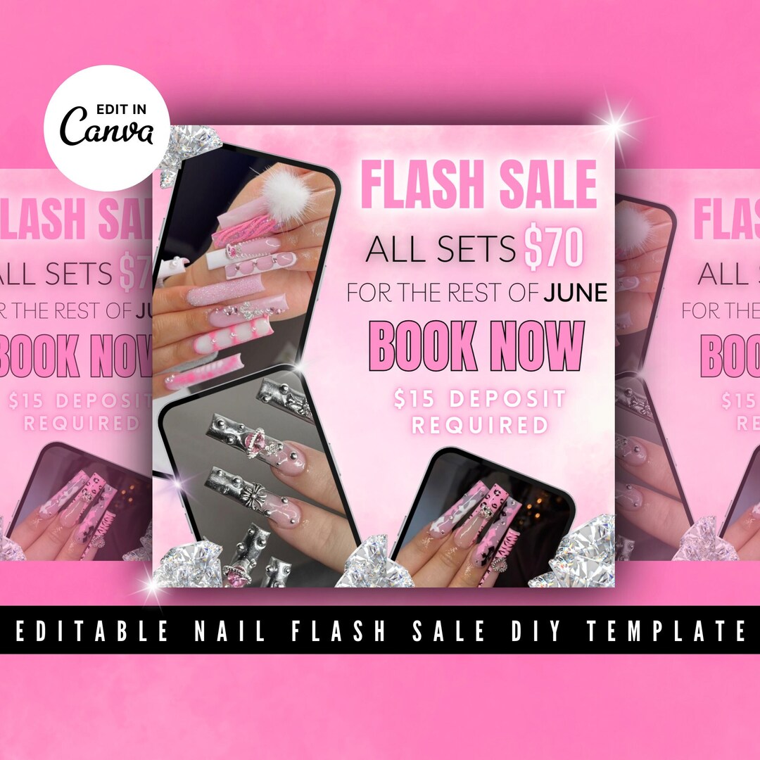 Nail Tech Sale Flyer, DIY Book Now Template, Nail Tech Social Media ...