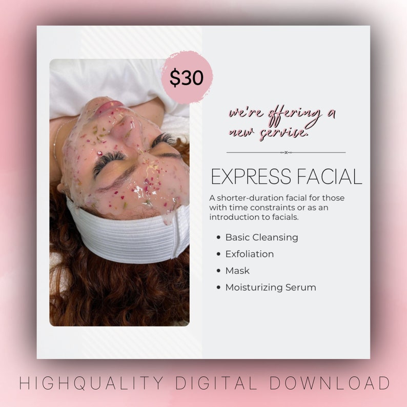 New Service Flyer Facial Treatment Flyer Facial Specials Flyer Book Now ...