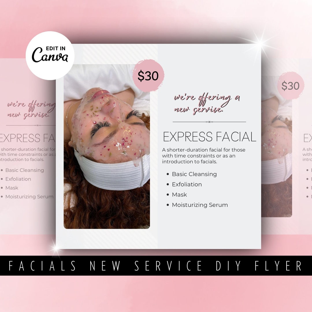 New Service Flyer Facial Treatment Flyer Facial Specials Flyer Book Now ...
