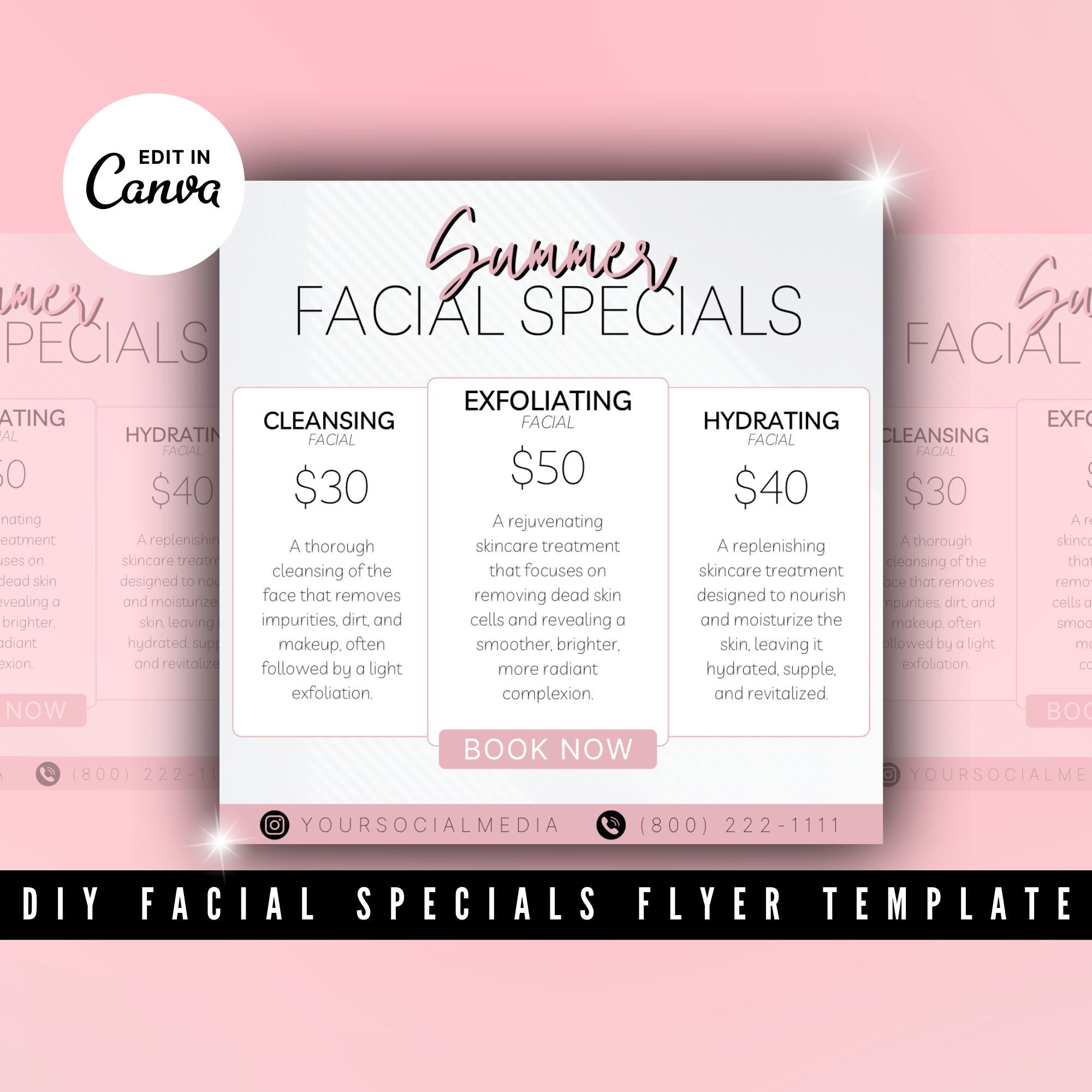 Facial Specials Flyer DIY Canva Template Facial Treatment - Etsy